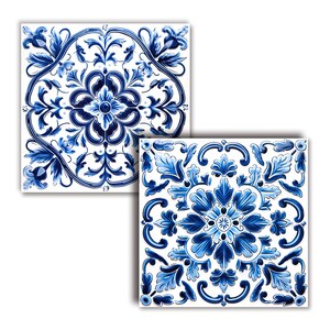 Blue Mediterranean Spanish Tile Designs, Printable Wall Art, Digital ...