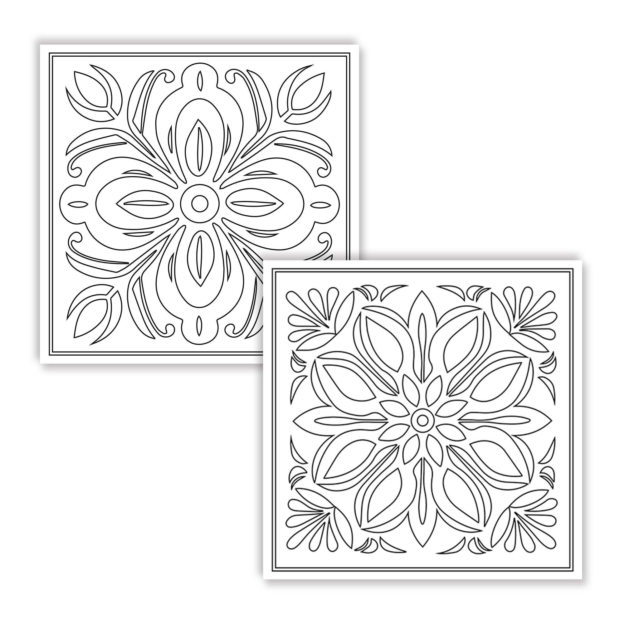 Coloring Customizing Tile Drawing Vector Black Mosaic Spanish Style ...