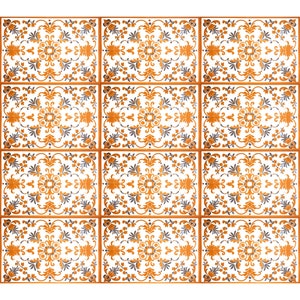 Vintage Old Antique Tiles Brown Hand-painted Pattern Mosaic Italian ...