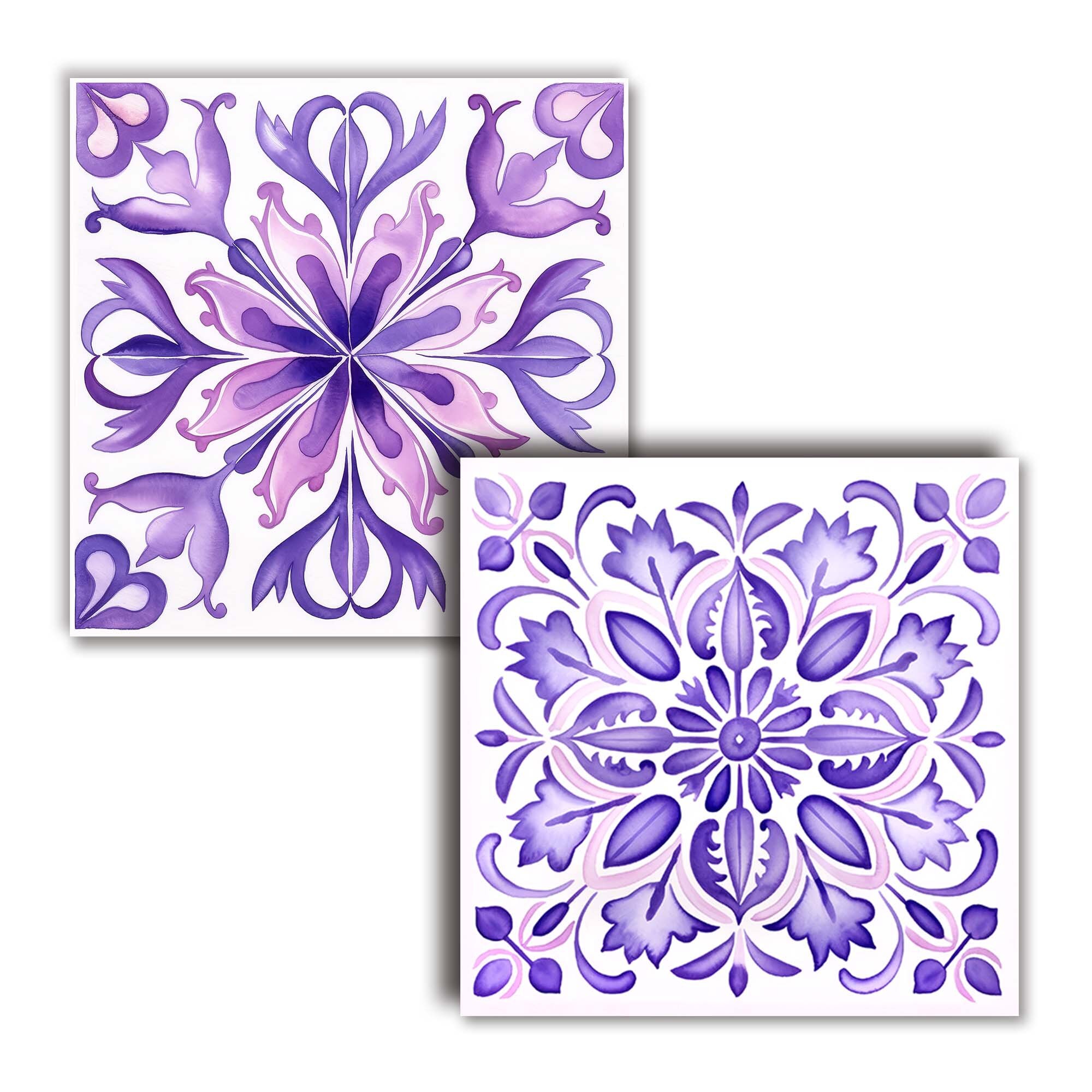 Purple Watercolor White Background Tile Decor Wall Kitchen Porcelain ...