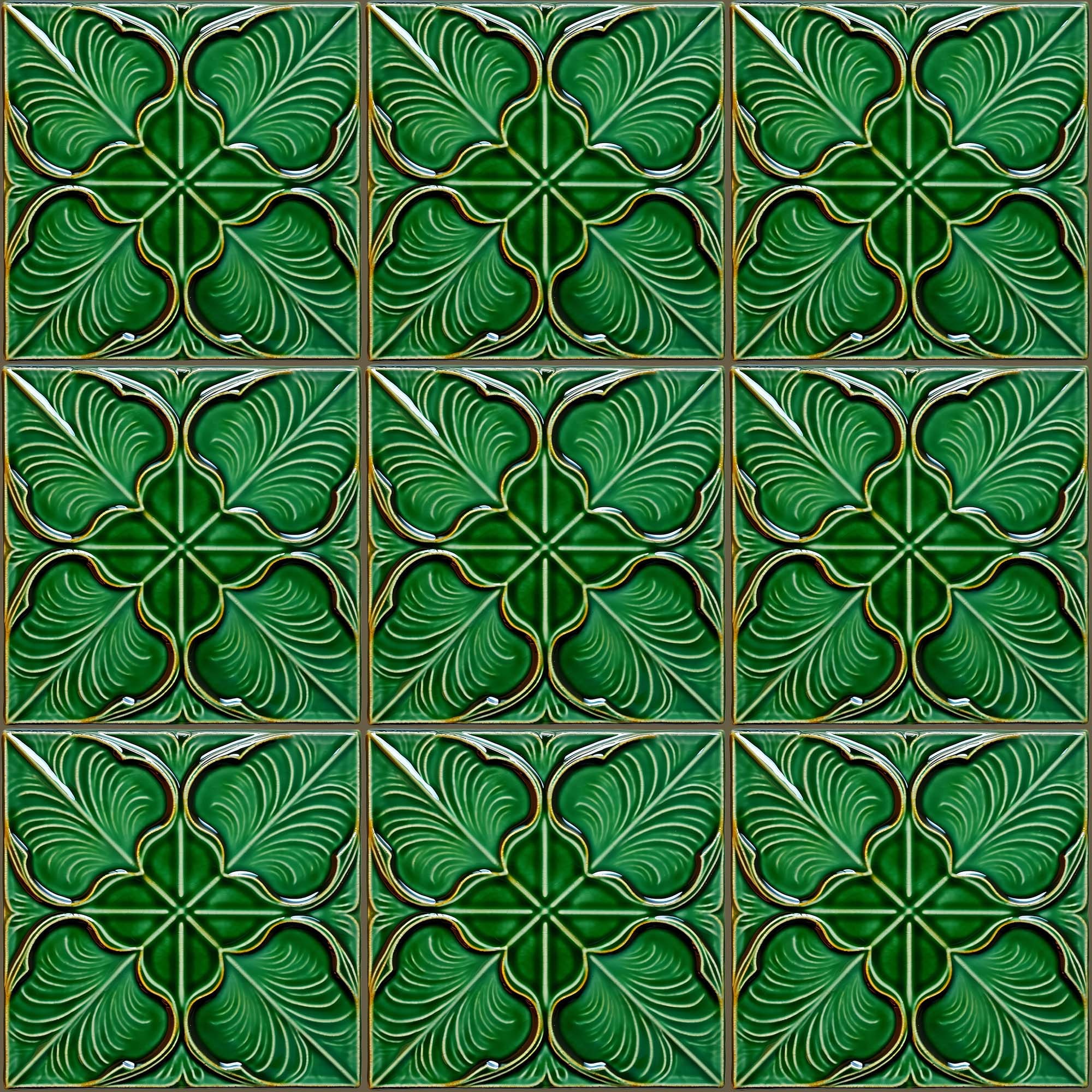 3d Relief Tiles Emerald Green Orange Ceramic Realistic PNG 8 X 8 ...