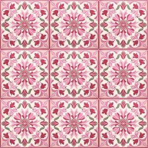 Pink Green Tile Designs Inspired by Art Nouveau Style for Decorating ...