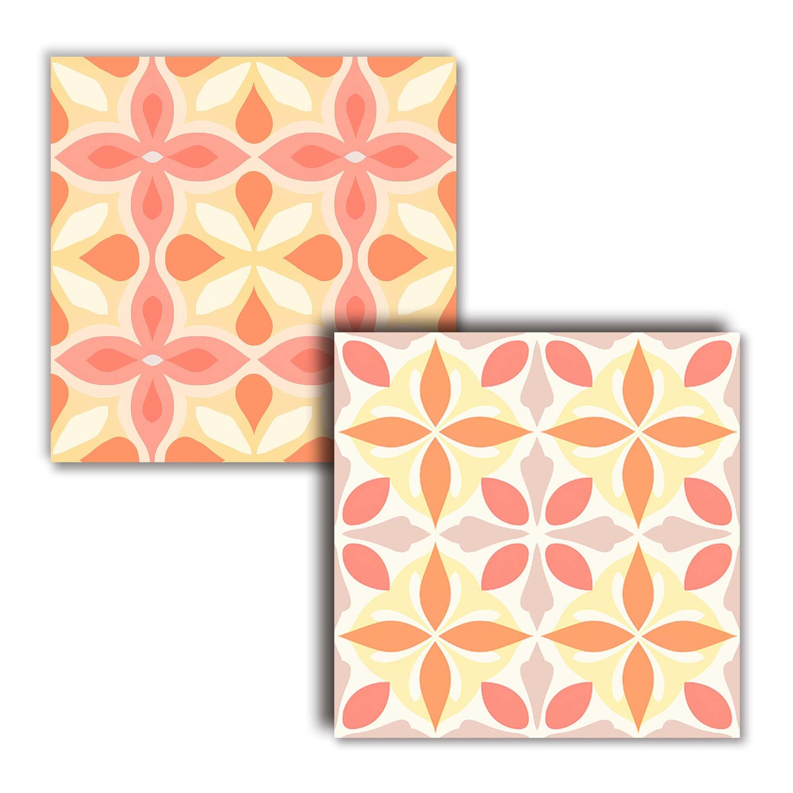 Seamless Pastel Pink Red Orange Tiles, Retro Mid-century, Warm and ...
