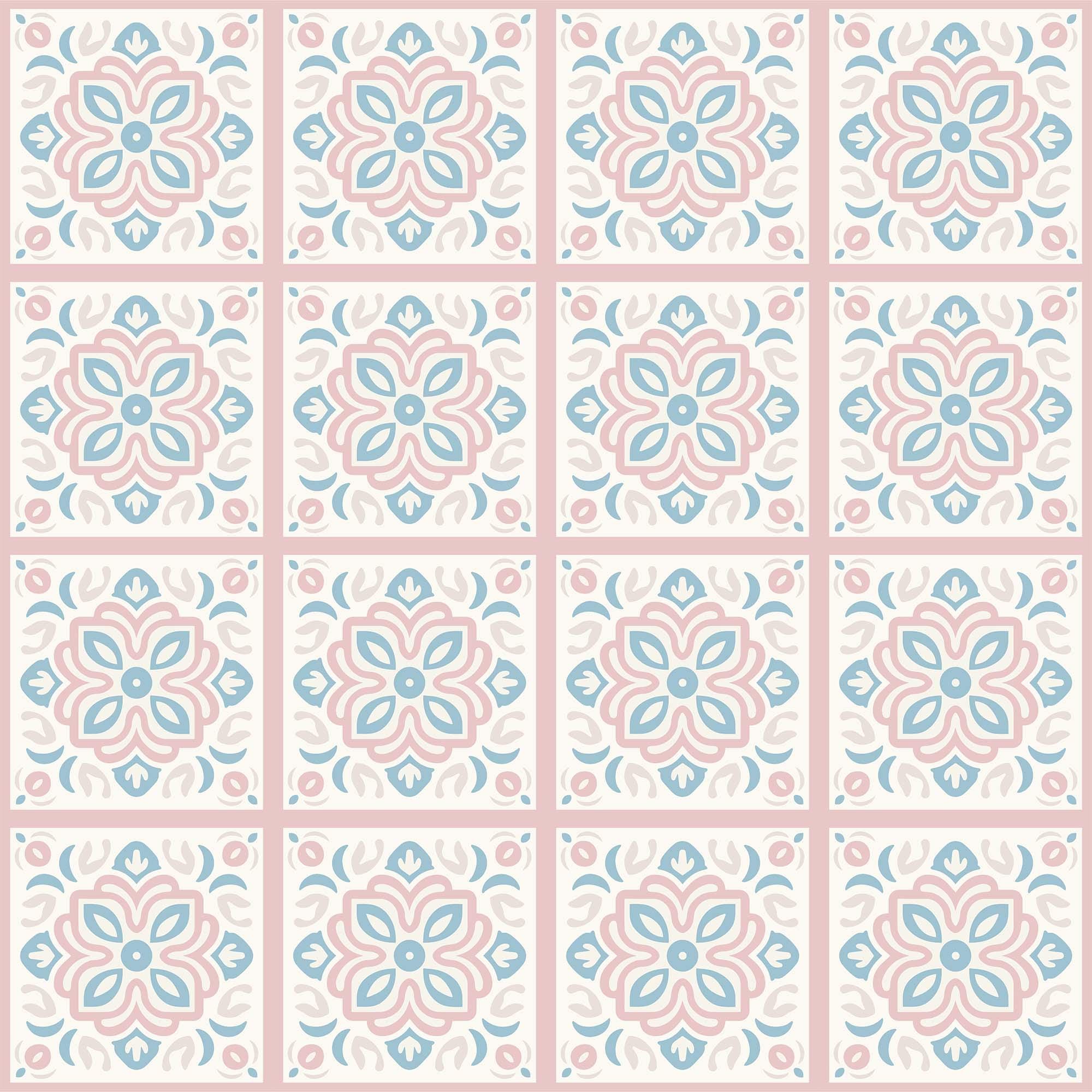 Pastel Colored Vector Drawing Tiles Pattern Floral Geometric Mosaic ...