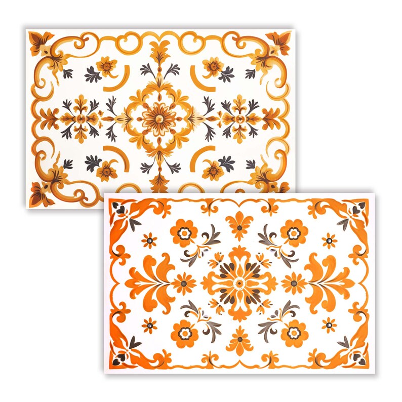 Vintage Old Antique Tiles Brown Hand-painted Pattern Mosaic Italian ...