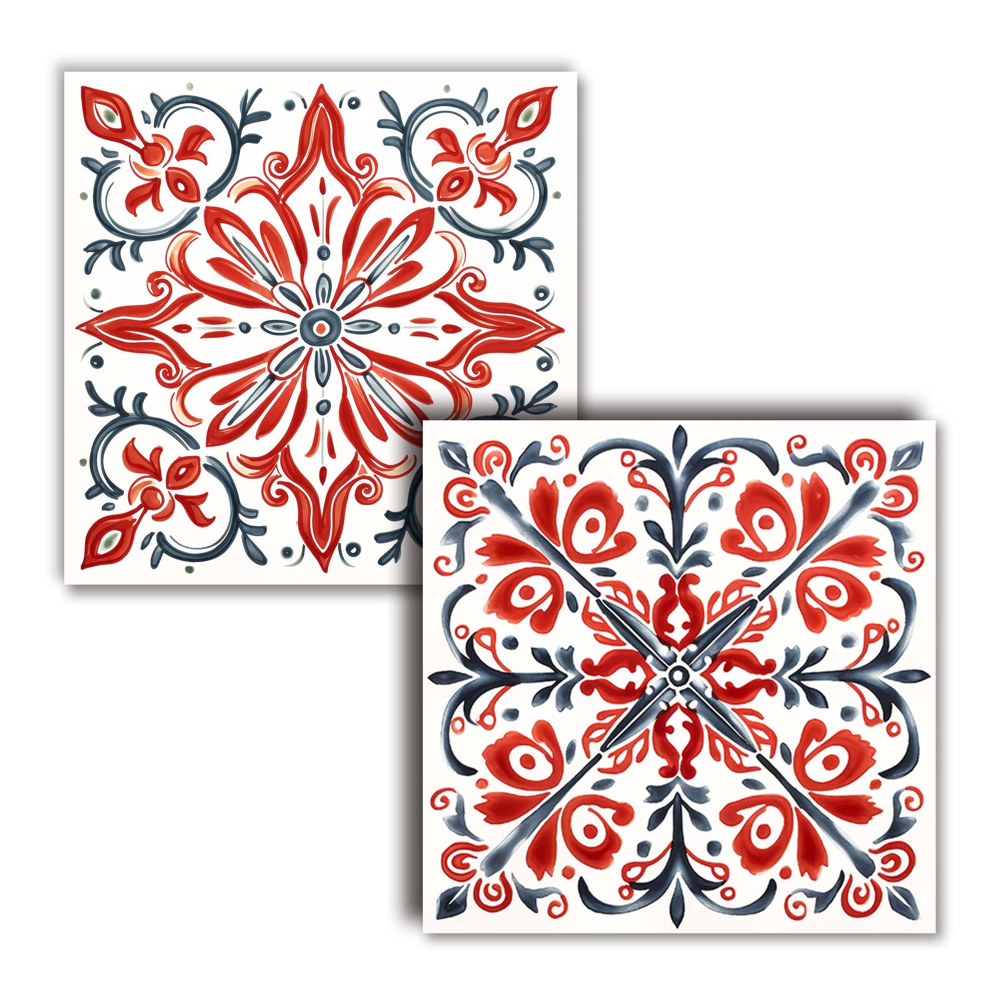 Red Blue Watercolor White Background Tiles Decor Wall Kitchen Porcelain ...
