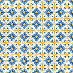 Bundle Italian Style Seamless Tiles Blue Yellow Ochre Digital Design ...