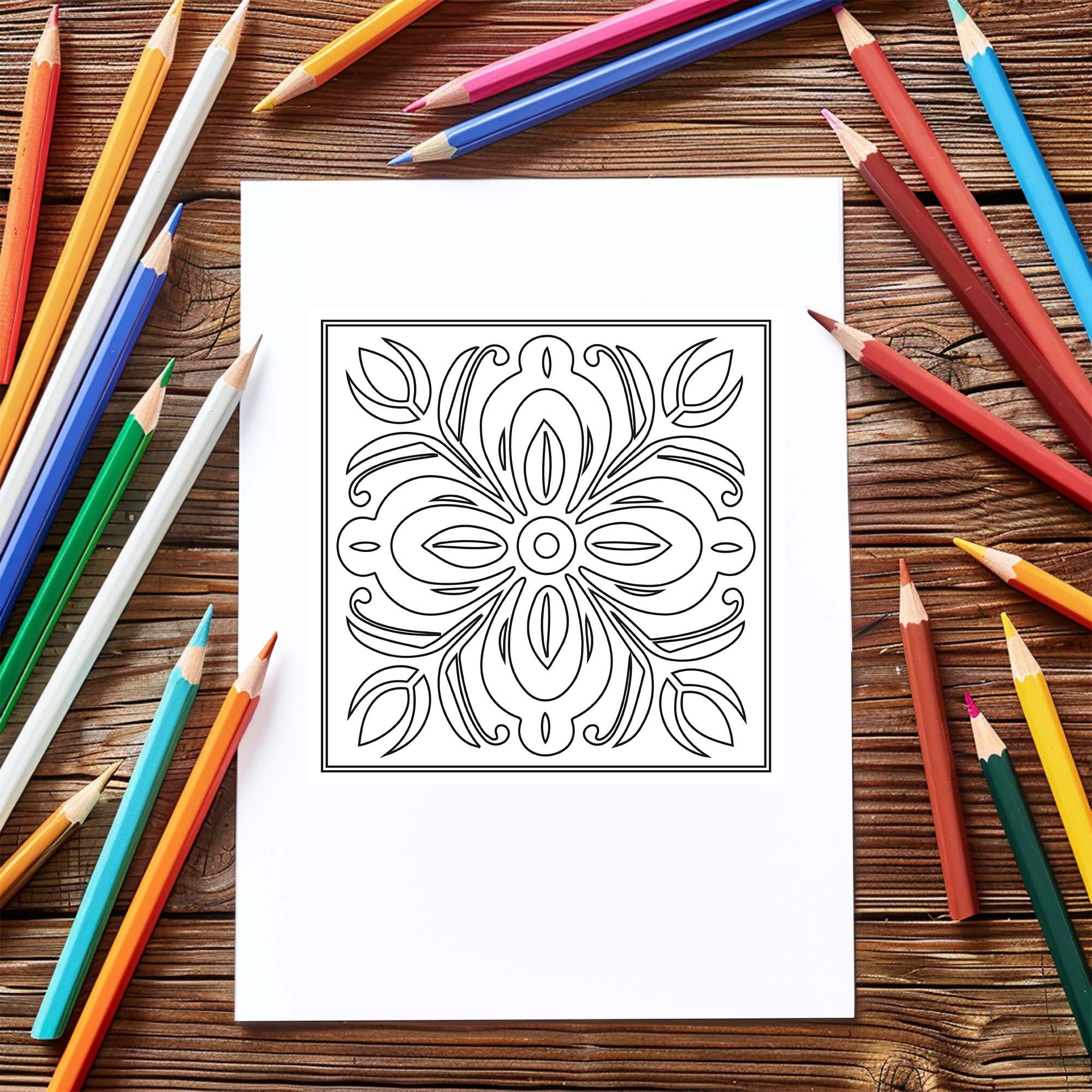 Coloring Customizing Tile Drawing Vector Black Mosaic Spanish Style ...