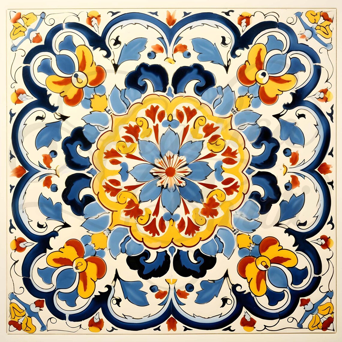 Vintage Geometric Tile Clipart: Set of 9 Spanish-style Tiles - Etsy