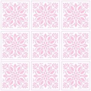 Pink Tile, White Background, SVG, Square, Geometric, Floral Pattern ...