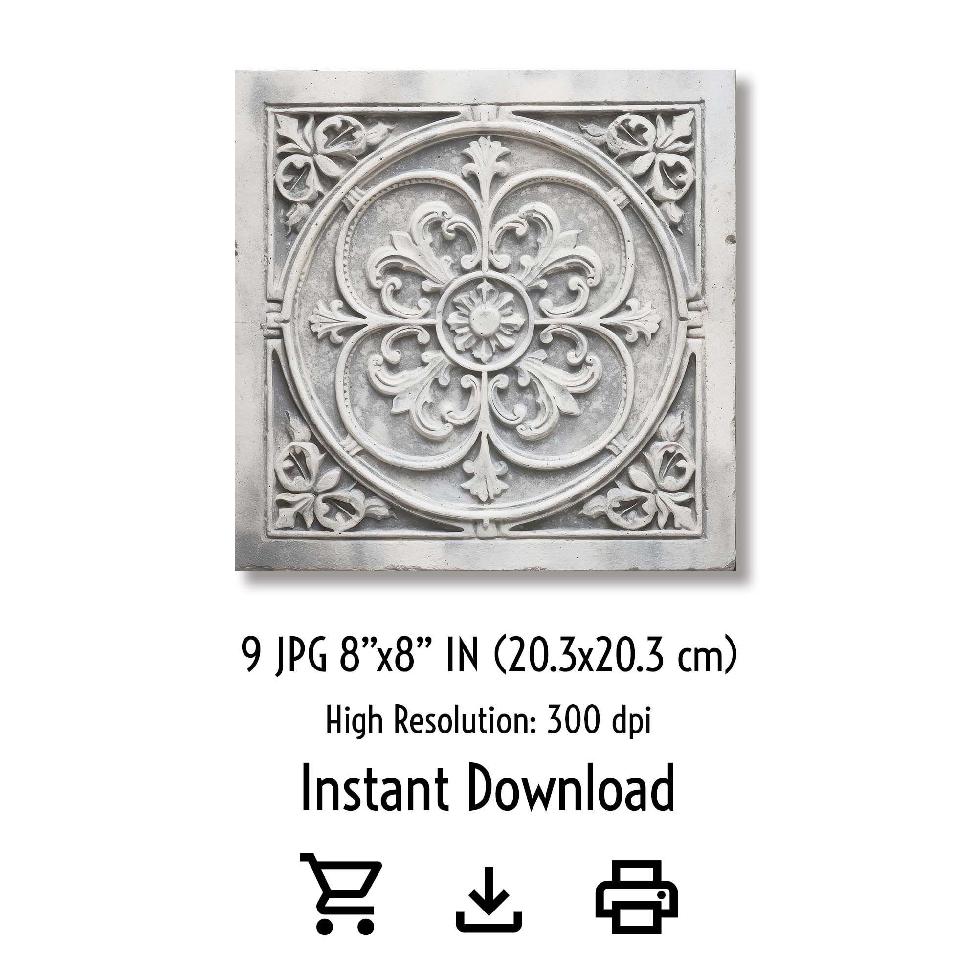 Ancient Medieval Gothic-style Carved Stone Tile With Symmetrical Floral ...