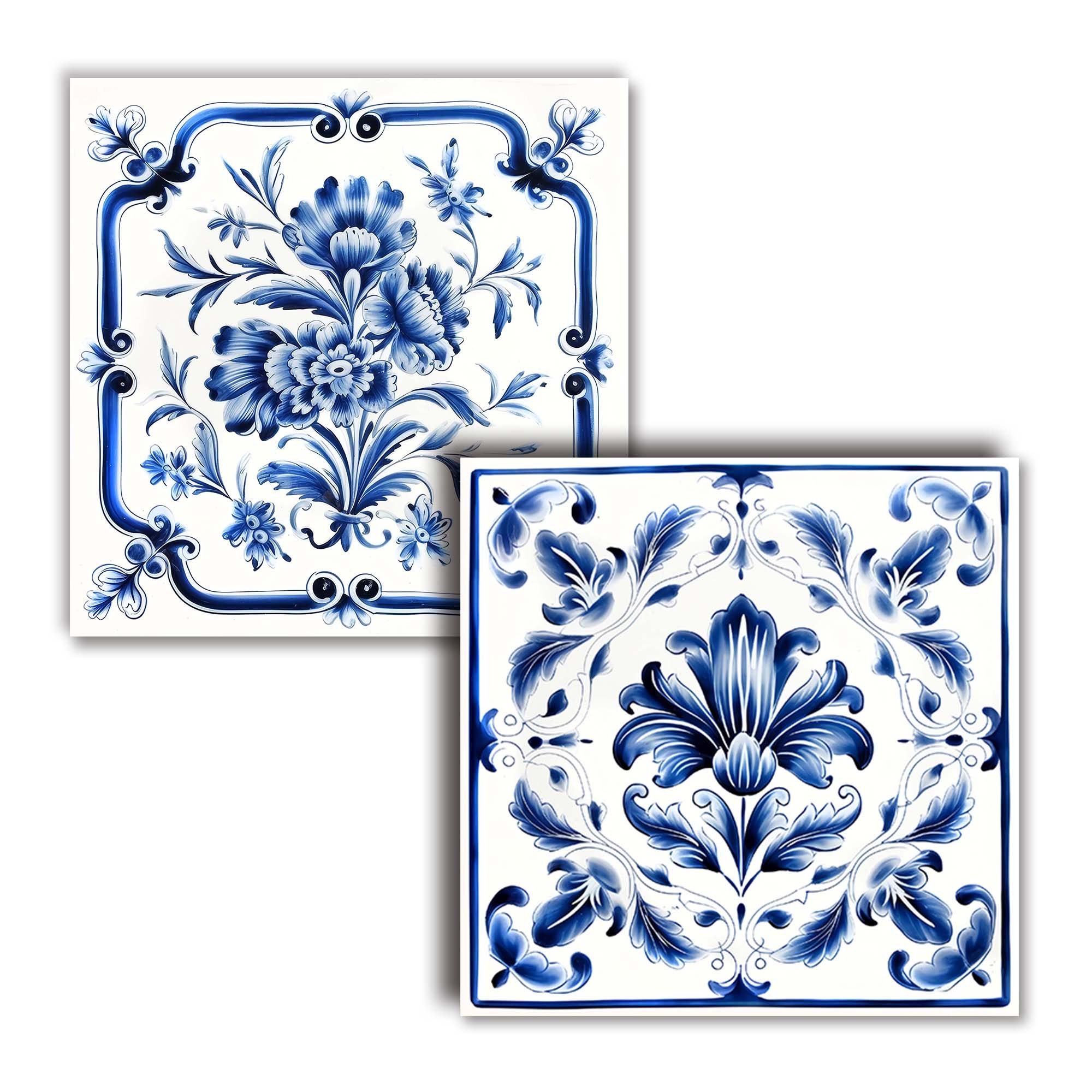 15 Antique Blue and White Porcelain Flower Rose Tiles | Decor Wall ...