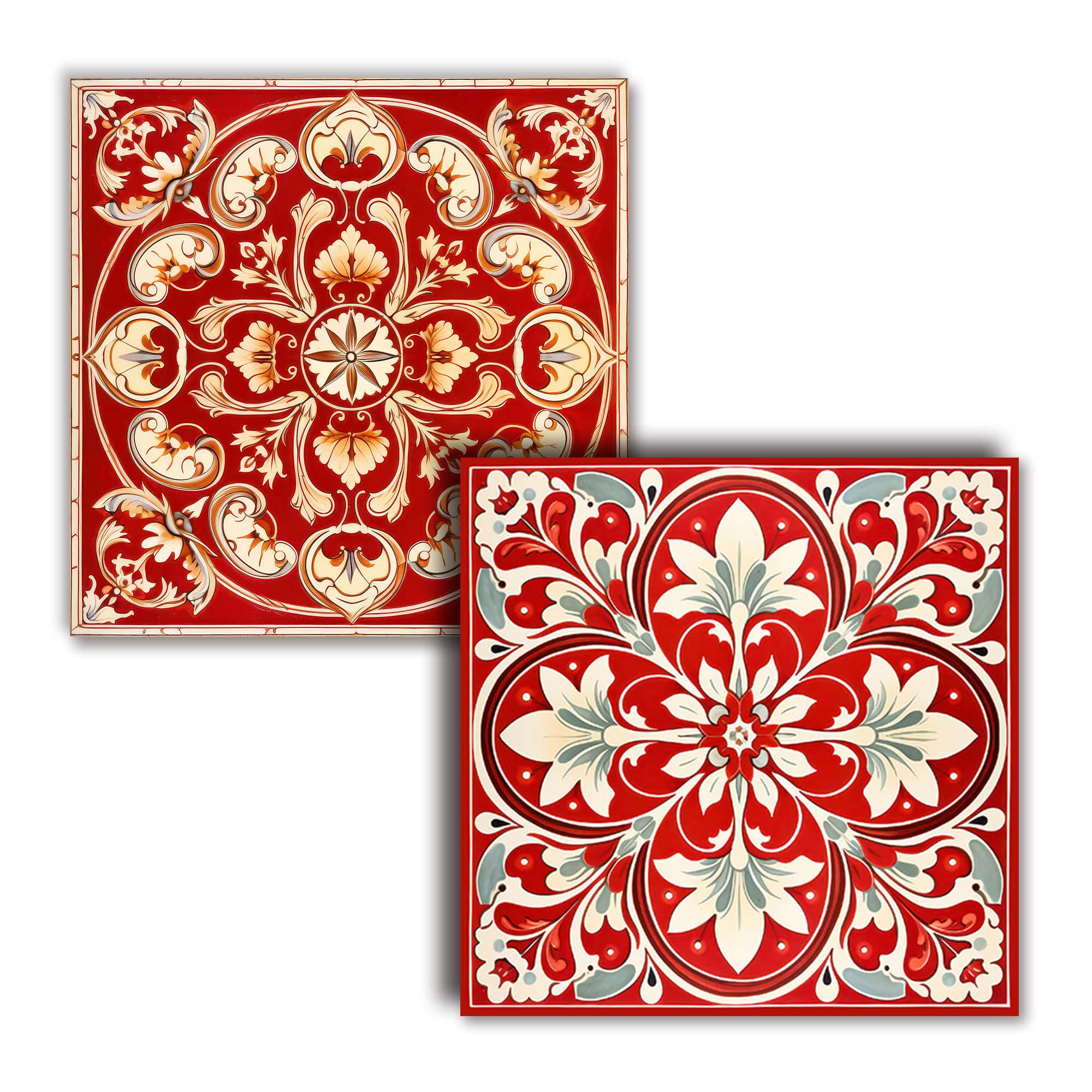 16 Red Tile Set, 8x8" Digital Clipart, Printable Decorative Stickers ...