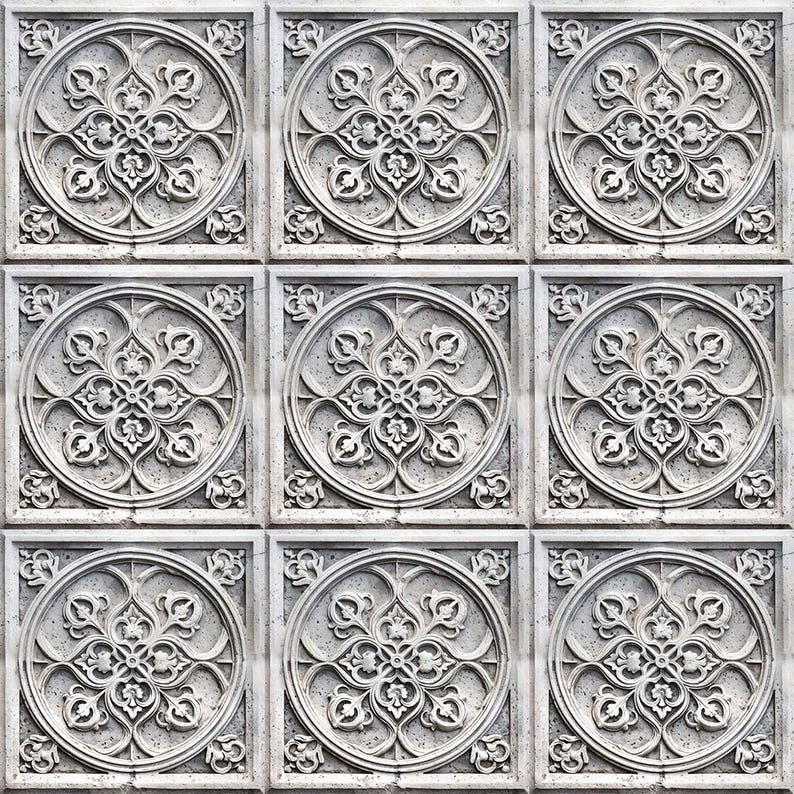 Gothic Tile Digital Set, Medieval Carvings, Stone Textures, Elegant ...