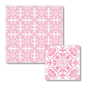 Pink White Floral Tile Set, Digital Mosaic Clipart Designs, Digital ...