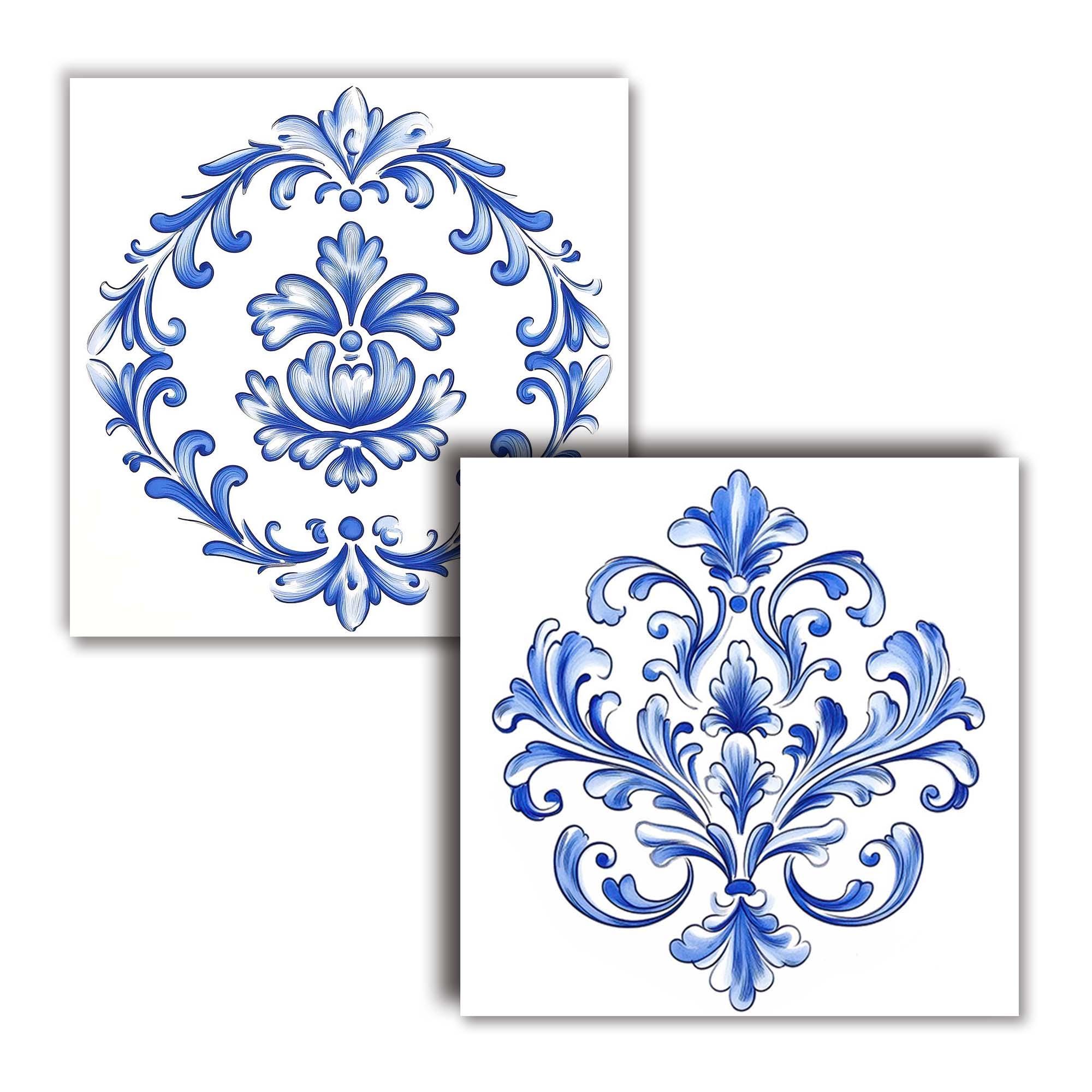 Blue Ornamental Clipart Set, Digital Design Print Download, 16 JPG ...