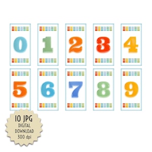 Colorful Number Wall Tiles 0-9, Digital Set for Kids Room Decor, Modern ...