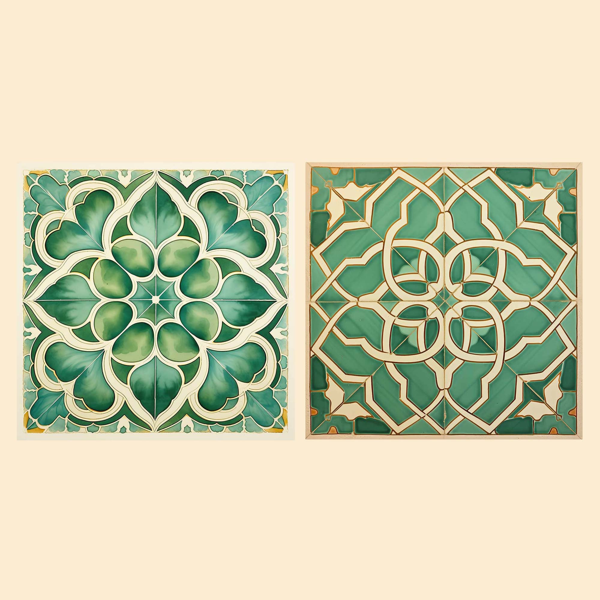 9 Vintage Green Tiles Clipart. SVG, JPG. Spanish-style Tiles ...