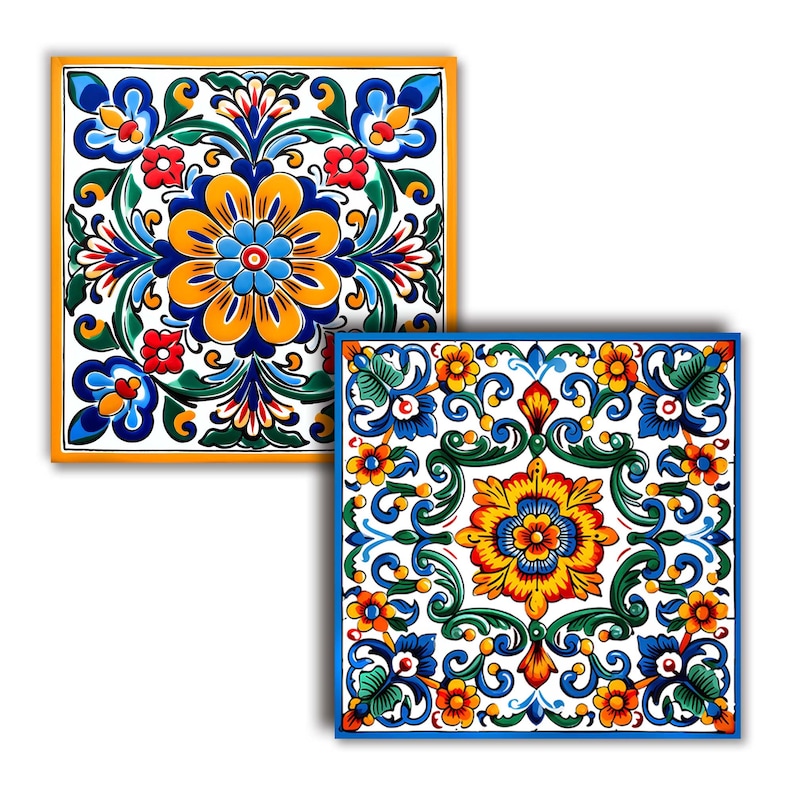 Bundle Mexican Style Tiles Colorful Clipart. Decoration DIY Crafts ...