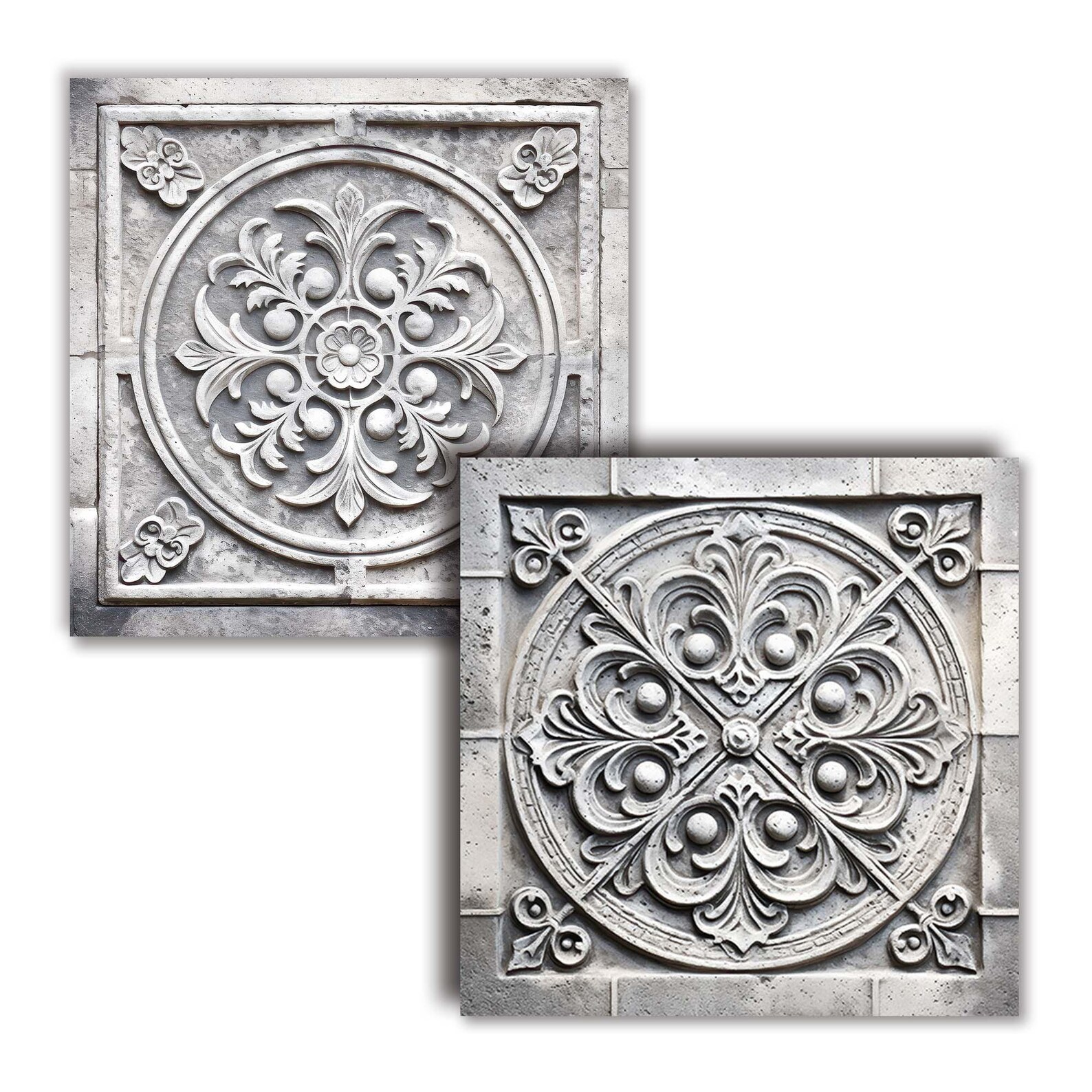 Gothic Tile Digital Set, Medieval Carvings, Stone Textures, Elegant ...