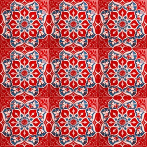 Vintage Red and Blue Clipart Tiles, PNG Spanish-style Decoration and ...