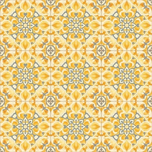Mustard Yellow Gold, Light Gray Digital Tile, Mediterranean Mosaic ...