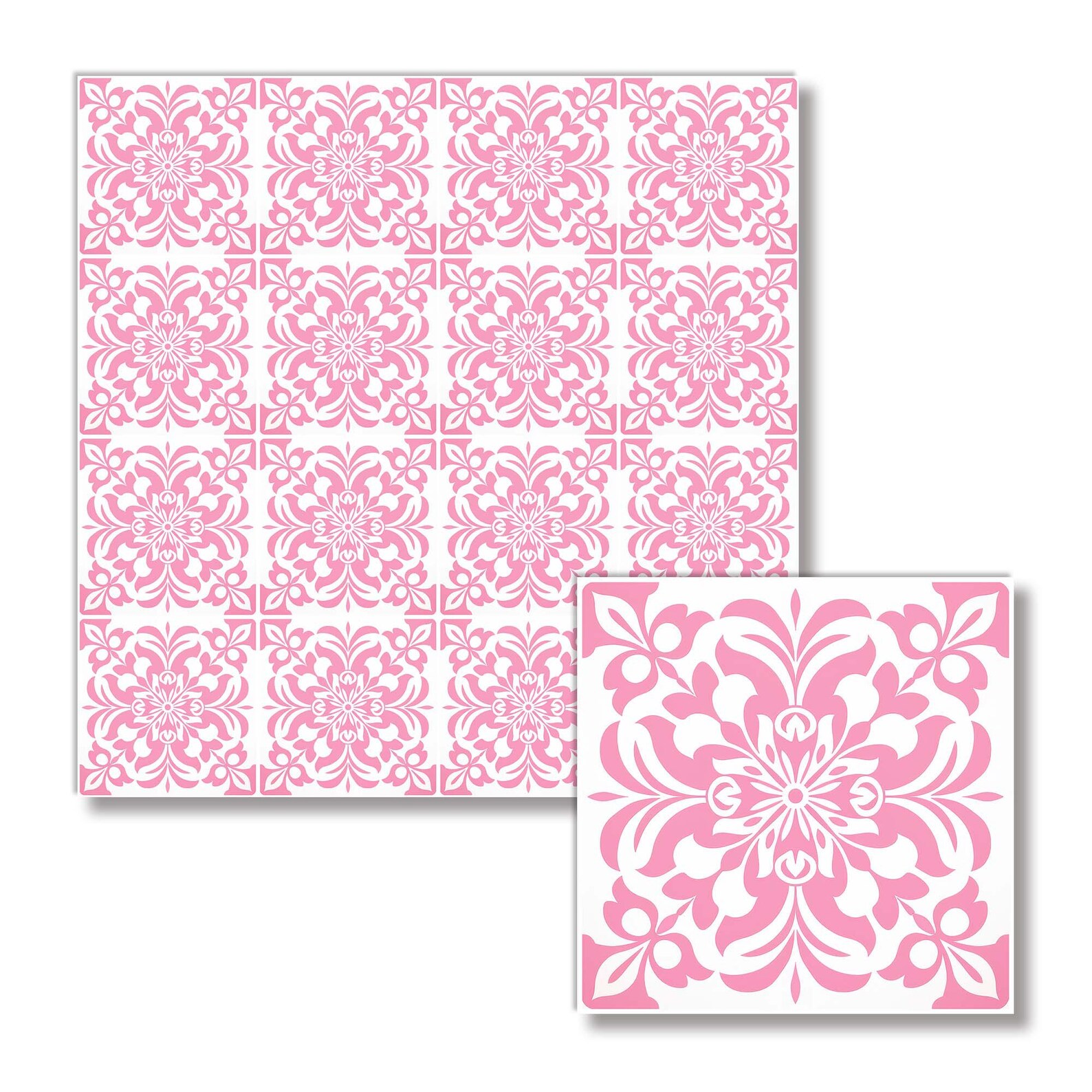 Pink White Floral Tile Set, Digital Mosaic Clipart Designs, Digital ...