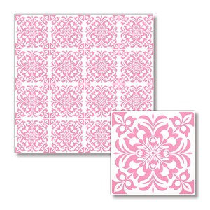 Pink White Floral Tile Set, Digital Mosaic Clipart Designs, Digital ...