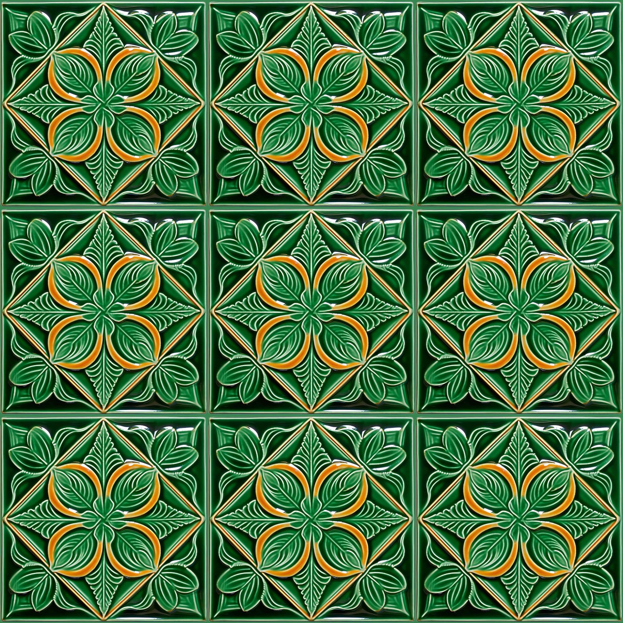 3d Relief Tiles Emerald Green Orange Ceramic Realistic PNG 8 X 8 ...
