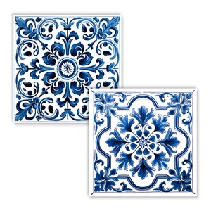 Vintage Blue Mediterranean Spanish Style Tile Digital Design Clipart ...