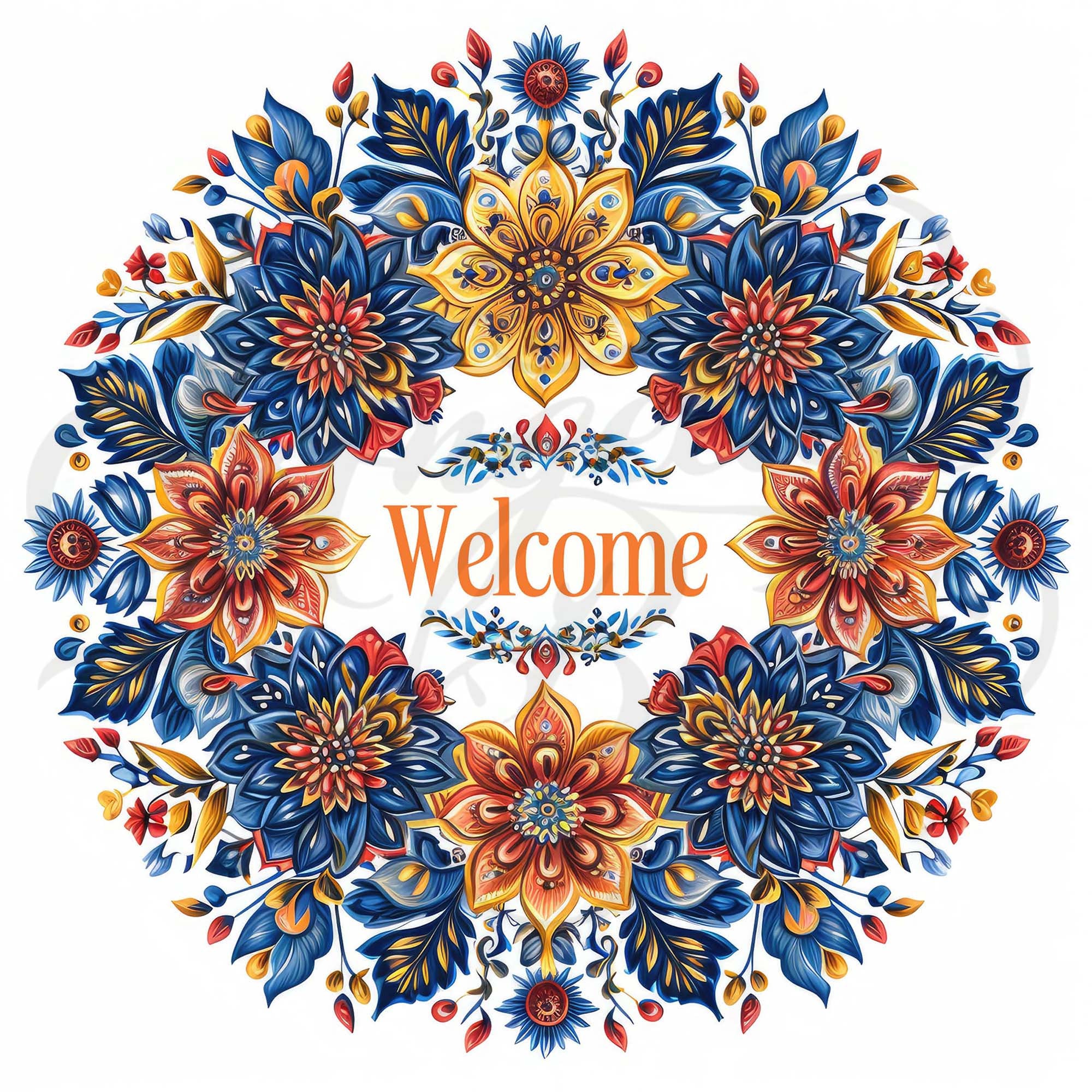 Bundle of Welcome Tiles, White Background With Flowers, JPG Format for ...