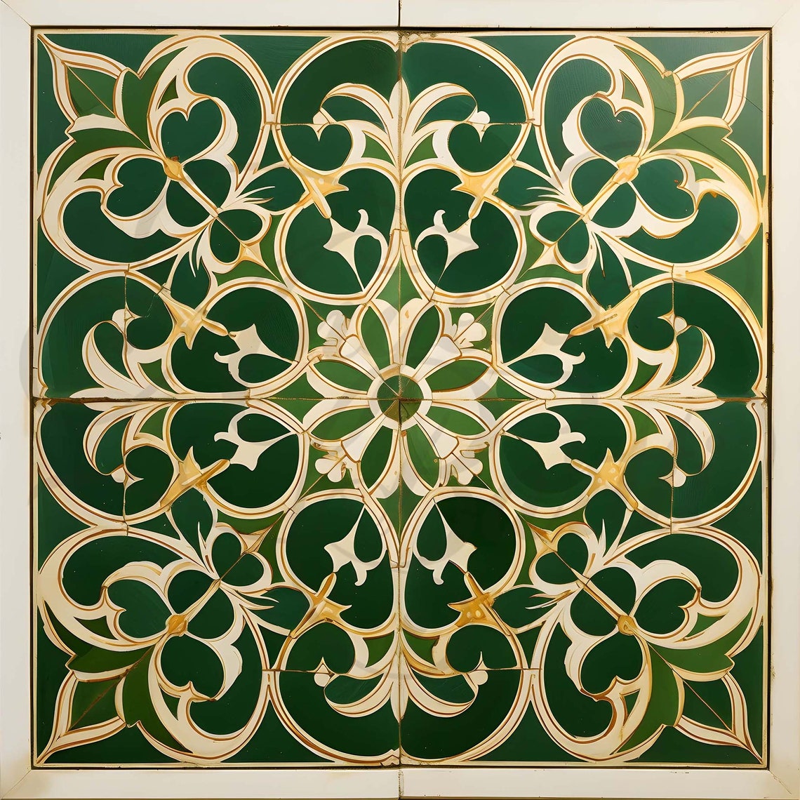 Vintage Green Tiles Clipart: Set of 9 Spanish-style Tiles, Decoration ...