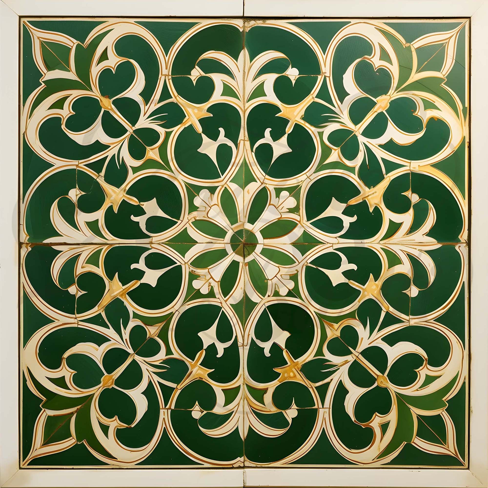 Vintage Green Tiles Clipart: Set of 9 Spanish-style Tiles, Decoration ...