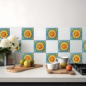 9 Glazed Ceramic Tiles, Vibrant and Bright Colors, Yellow and Green ...