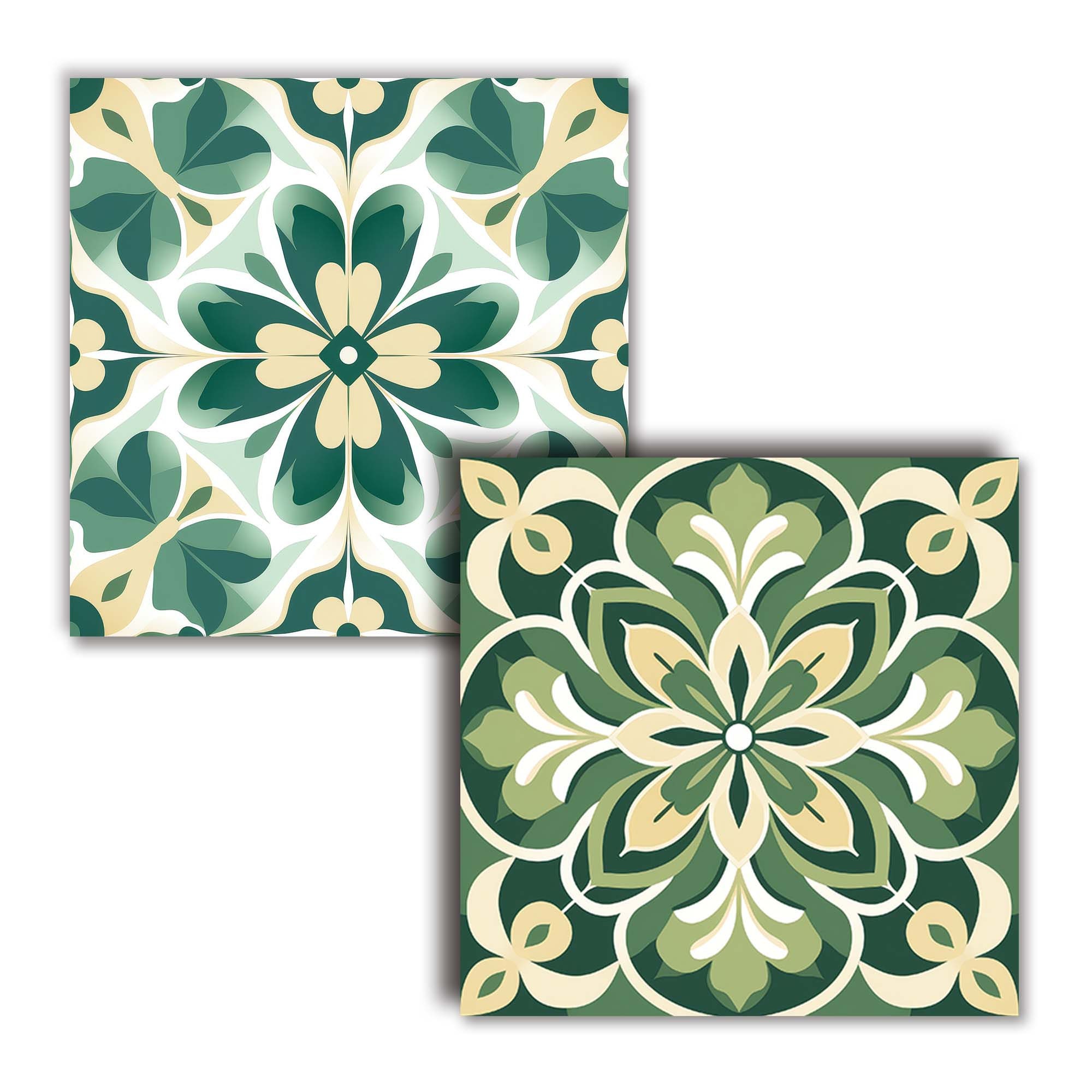 Symmetrical Geometric Green Tile Seamless Pattern Drawing Clipart ...