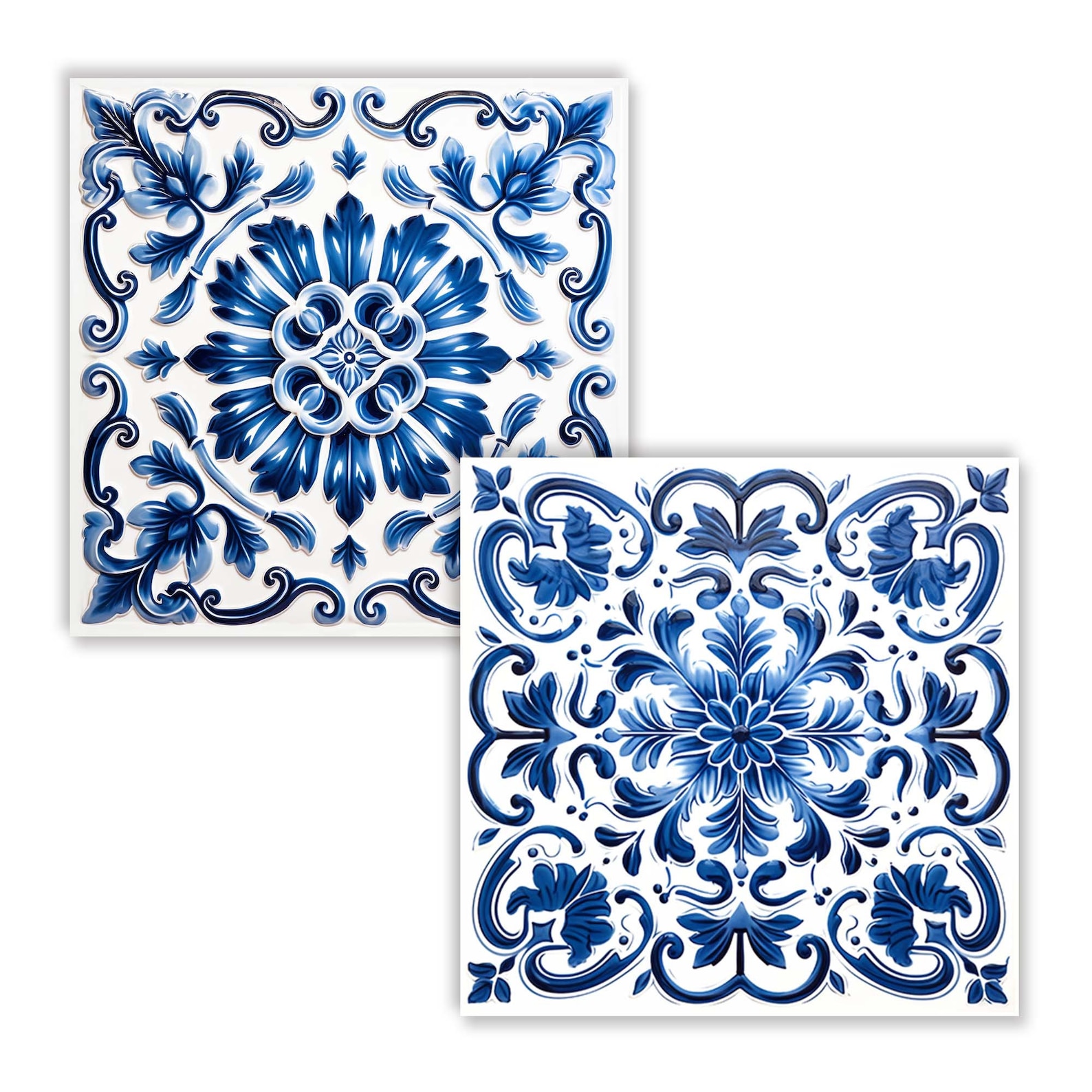 Vintage Blue Mediterranean Spanish Style Tile Digital Design Clipart ...