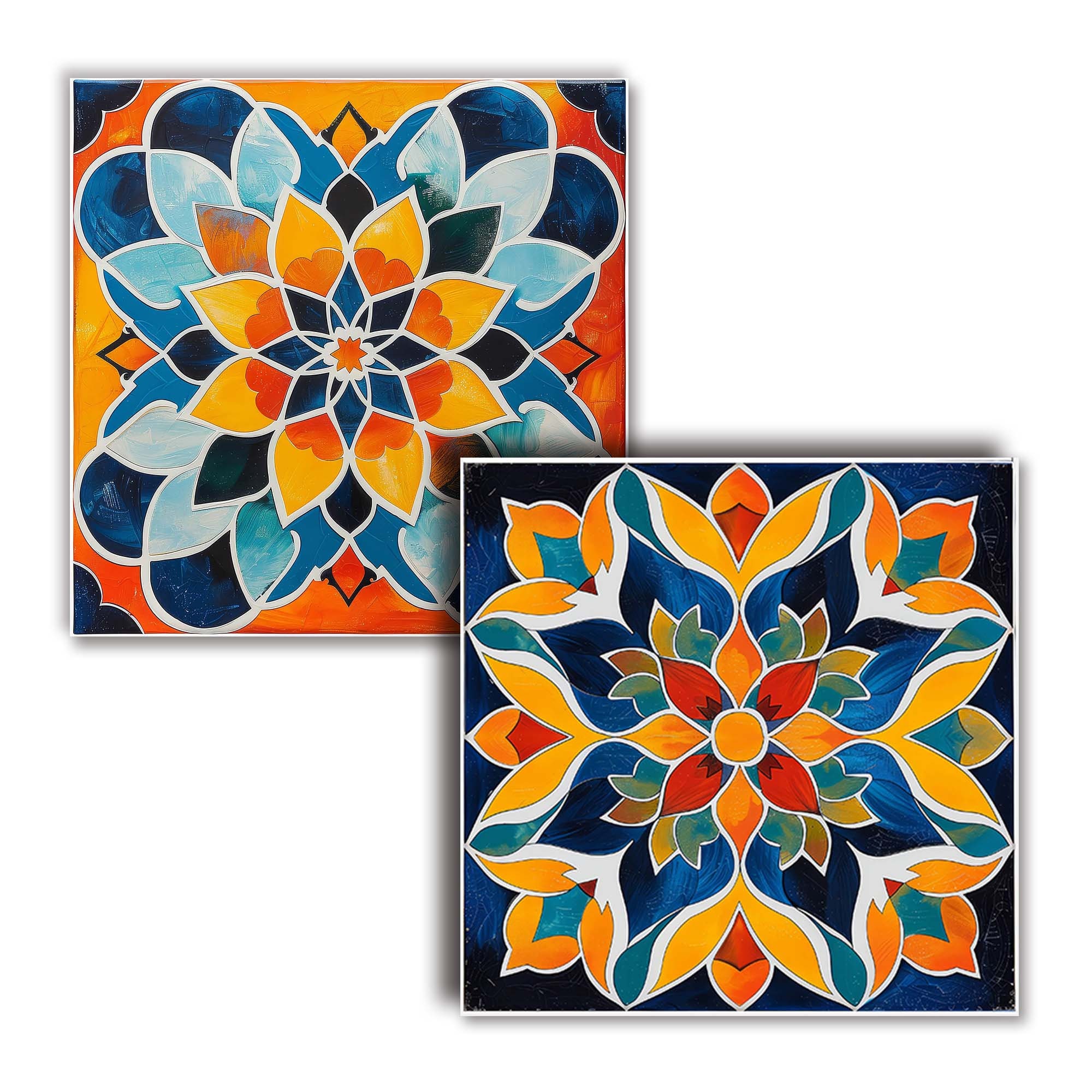Colorful Symmetrical Geometric Tiles Kitchen Interior Decor Home Office ...