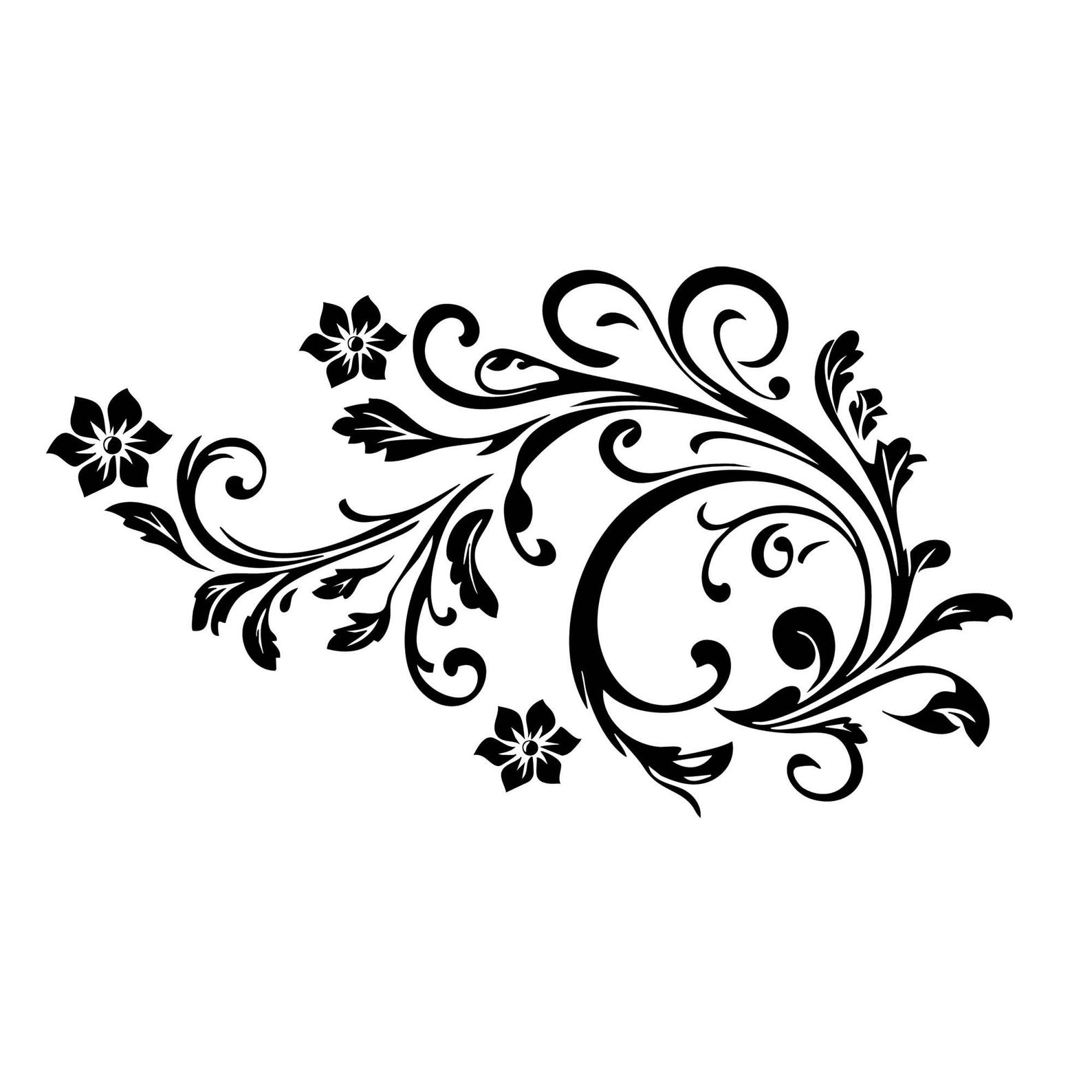 Floral Scroll Clipart Set, 56 PNG SVG, Black Swirl Ornaments, Digital ...