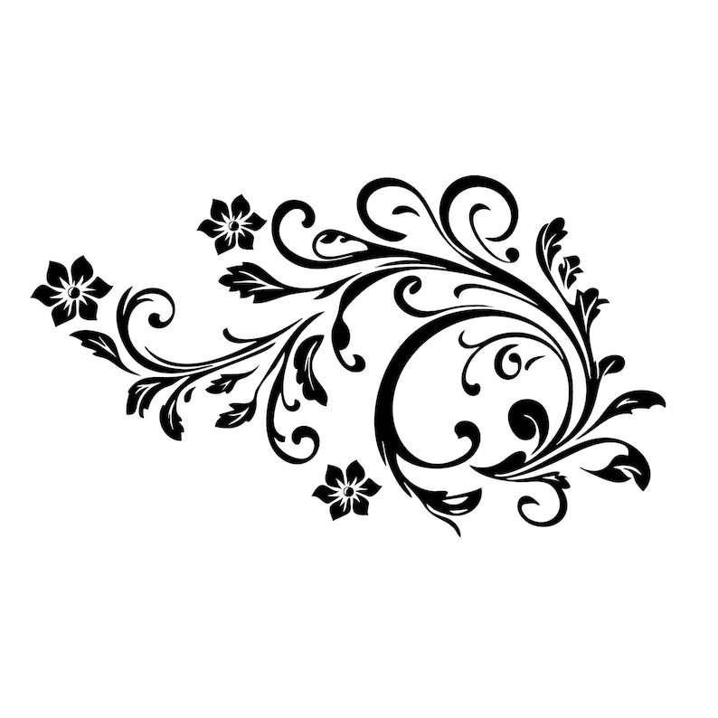 Floral Scroll Clipart Set, 56 PNG SVG, Black Swirl Ornaments, Digital ...