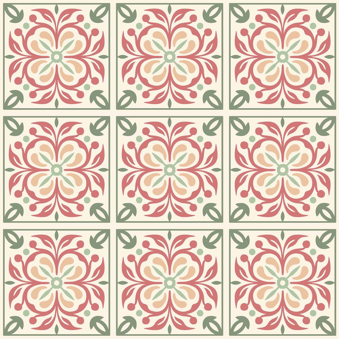 Pastel Colors Geometric Tile Drawing Vector Pattern Mosaic Spanish ...