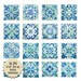 Vintage Blue Mediterranean Spanish Style Tile Digital Design Clipart ...