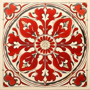 Vintage Red Tile Clipart: Set of 9 Spanish-style Tiles, Decoration, and ...