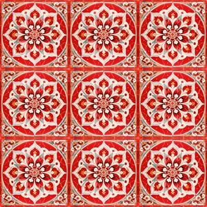 16 Red Tile Set, 8x8" Digital Clipart, Printable Decorative Stickers ...