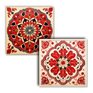 Vintage Red Tiles Clipart: Set of 9 Spanish-style Tiles, Decoration ...