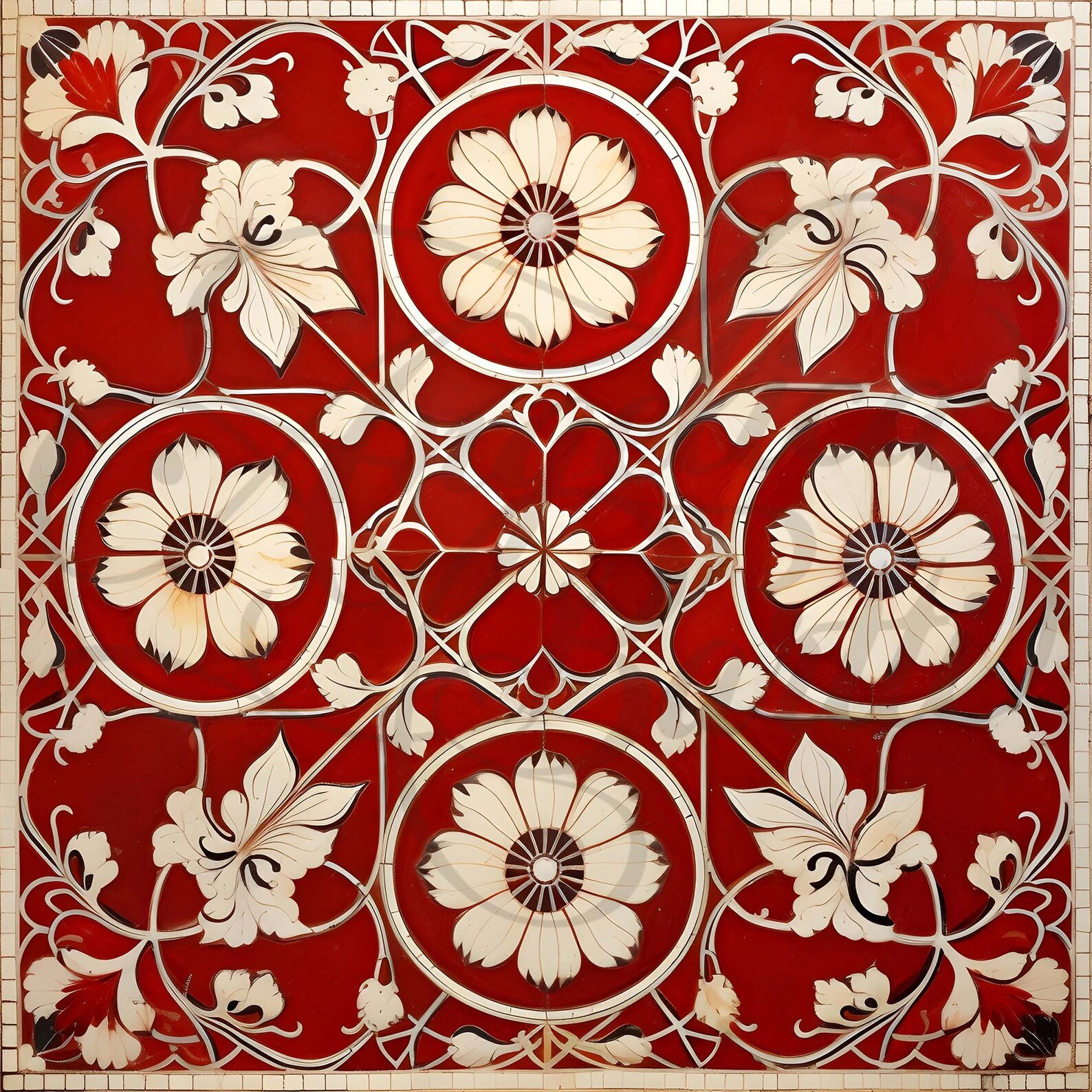 Vintage Red Tile Clipart: Set of 9 Spanish-style Tiles, Decoration, and ...