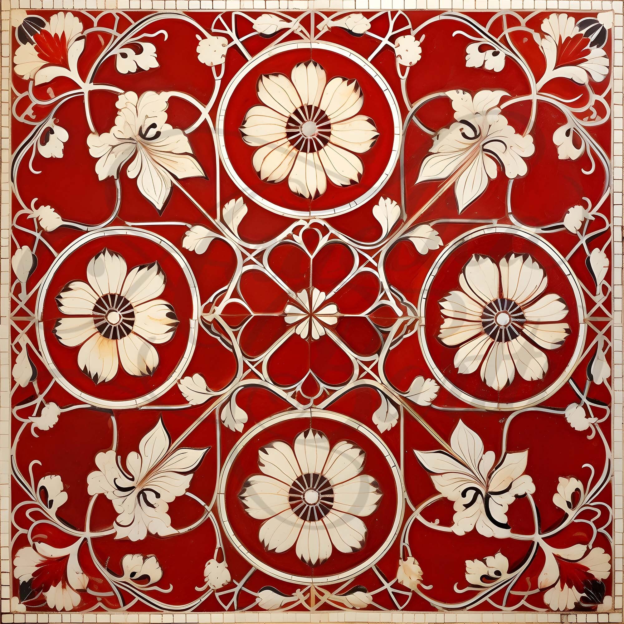 Vintage Red Tile Clipart: Set of 9 Spanish-style Tiles, Decoration, and ...