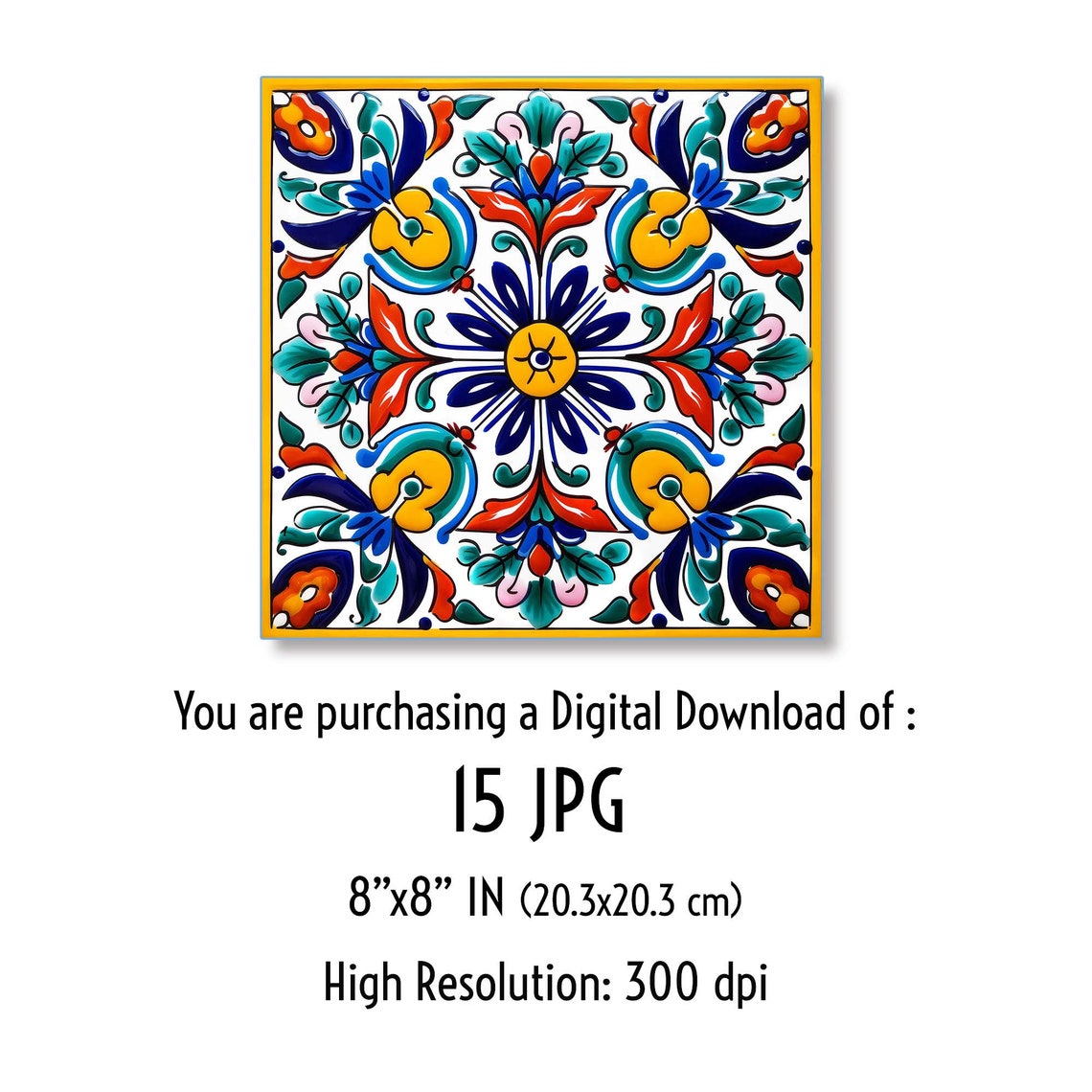 15 Mexican Style Tiles Colorful Clipart. Decoration DIY Crafts Bathroom ...