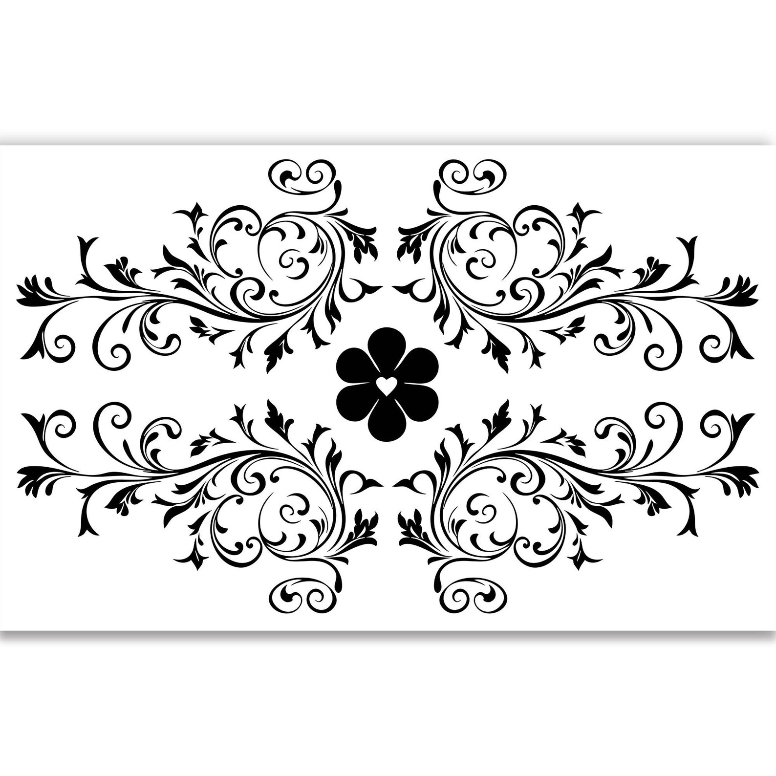 Floral Scroll Clipart Set, 56 PNG SVG, Black Swirl Ornaments, Digital ...