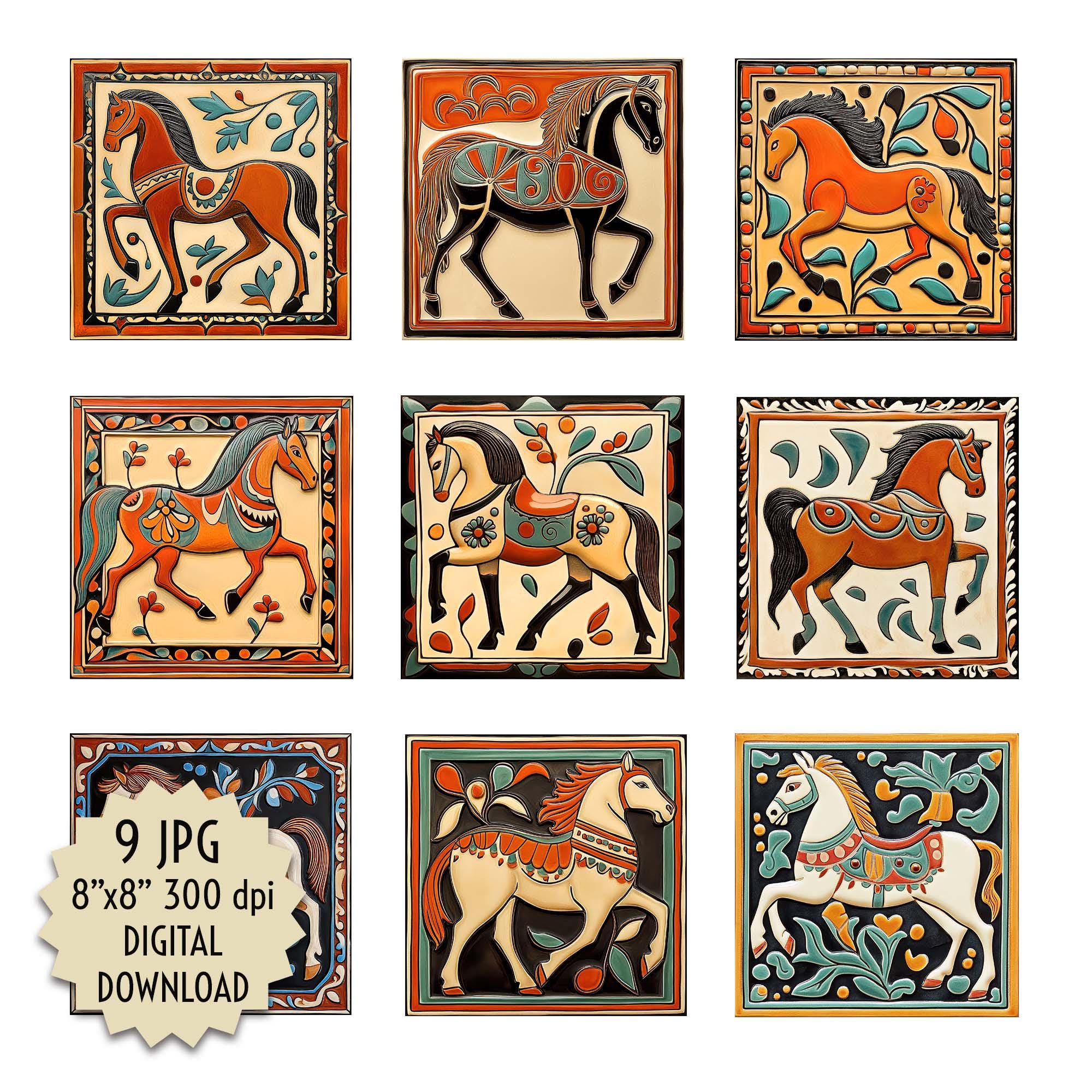 Horse Tiles Rustic Style for Farmhouse Country Rural Homes Mountain ...