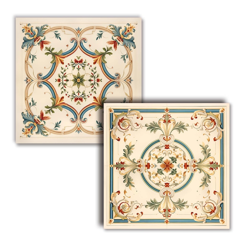 Old Antique Classic Tiles Printable Digital Download File 8x8" Mosaics ...
